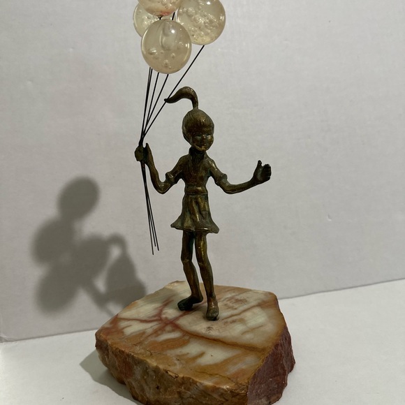 Art | Bronze Figurine With Balloons On Marble Base | Poshmark